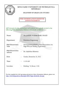 PhD. DISSERTATION DEFENSE ANNOUNCEMENT – CPG